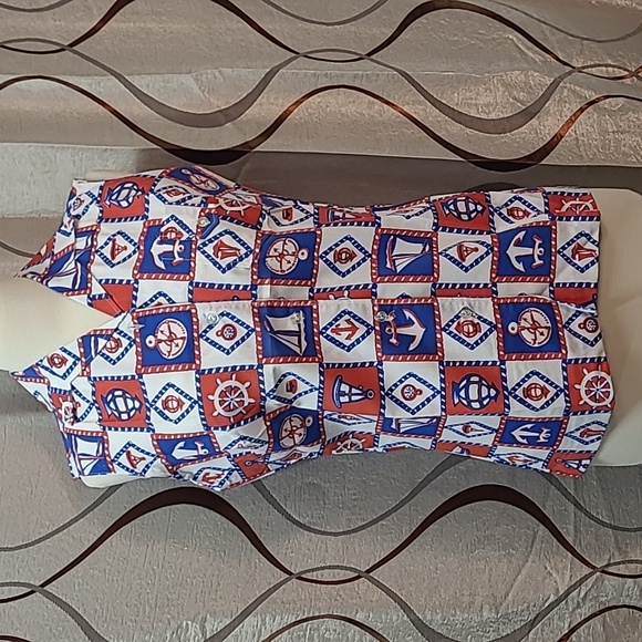 Vintage | Tops | Vintage 6s Nautical Anchors Summer Boating Top | Poshmark